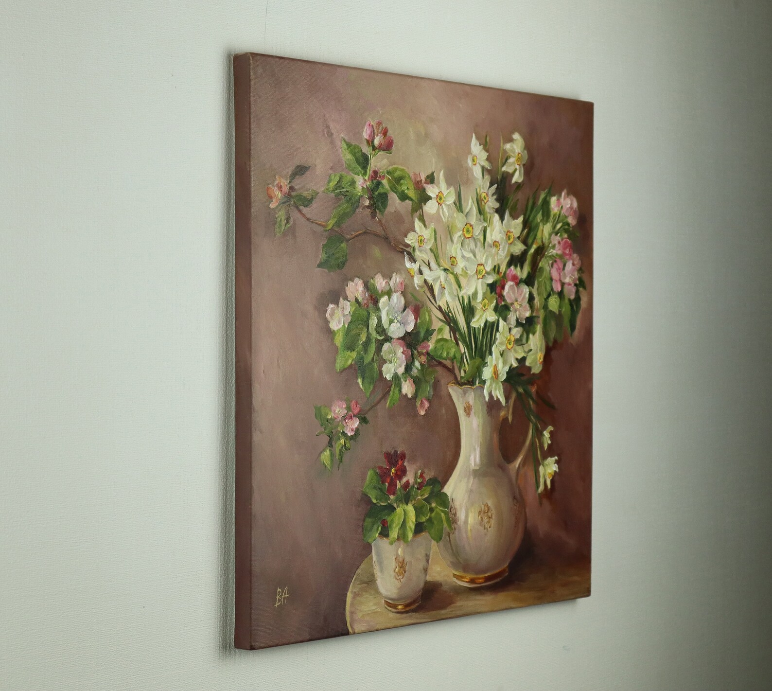 Large Flower Oil Painting on Canvas Flowers in Vase Painting - Etsy