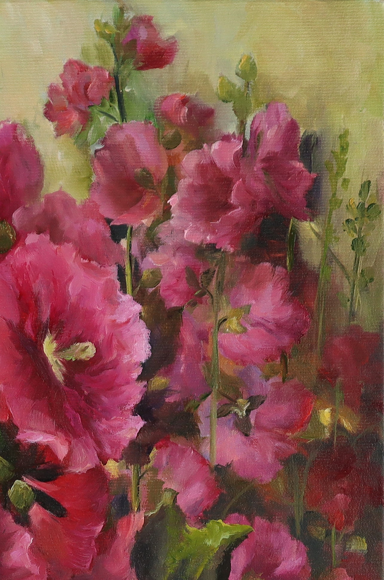 Flower Oil Painting on Canvas Mallow Painting Wildflowers - Etsy