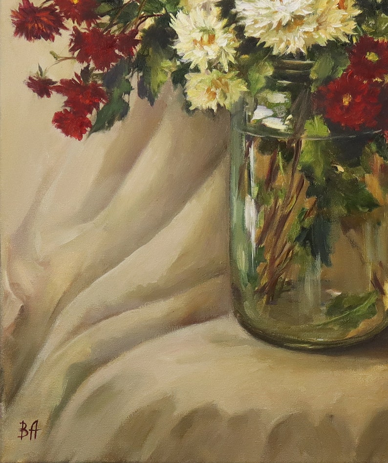 Large Flower Oil Painting on Canvas, Wildflowers Painting, Asters ...