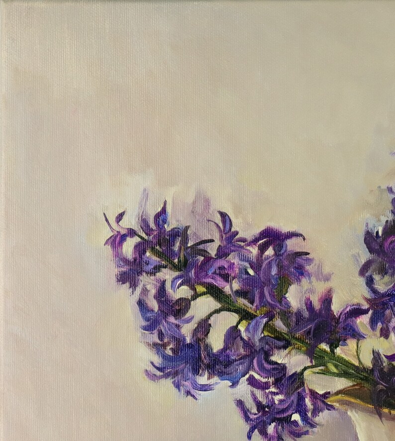 Hyacinths Oil Painting: Floral Vase Still Life Art - Etsy