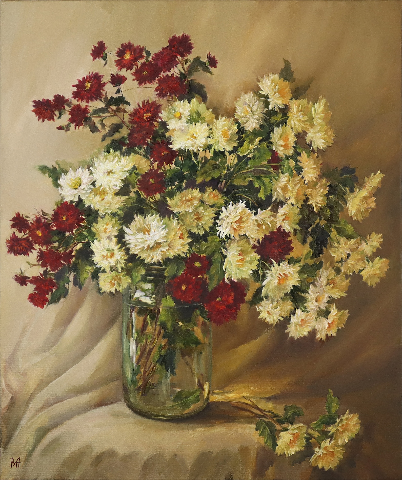 Large Flower Oil Painting on Canvas, Wildflowers Painting, Asters ...