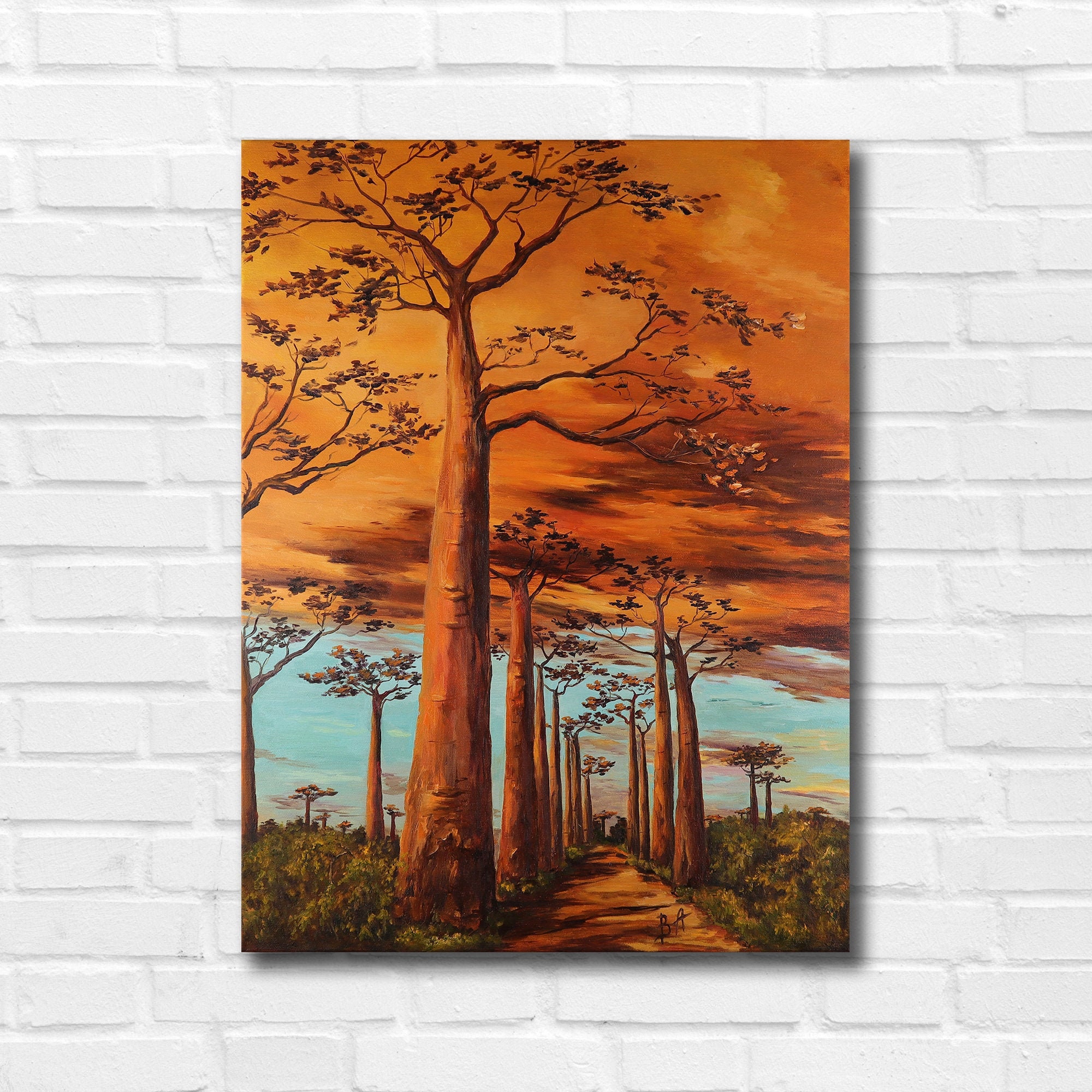 Original Interior Oil Painting, Sunset Painting, African Painting ...
