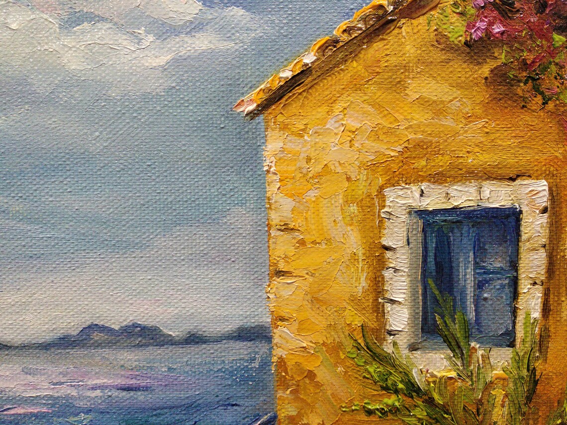 Original Impressionism Oil Painting Blue Sea Painting Cloud - Etsy