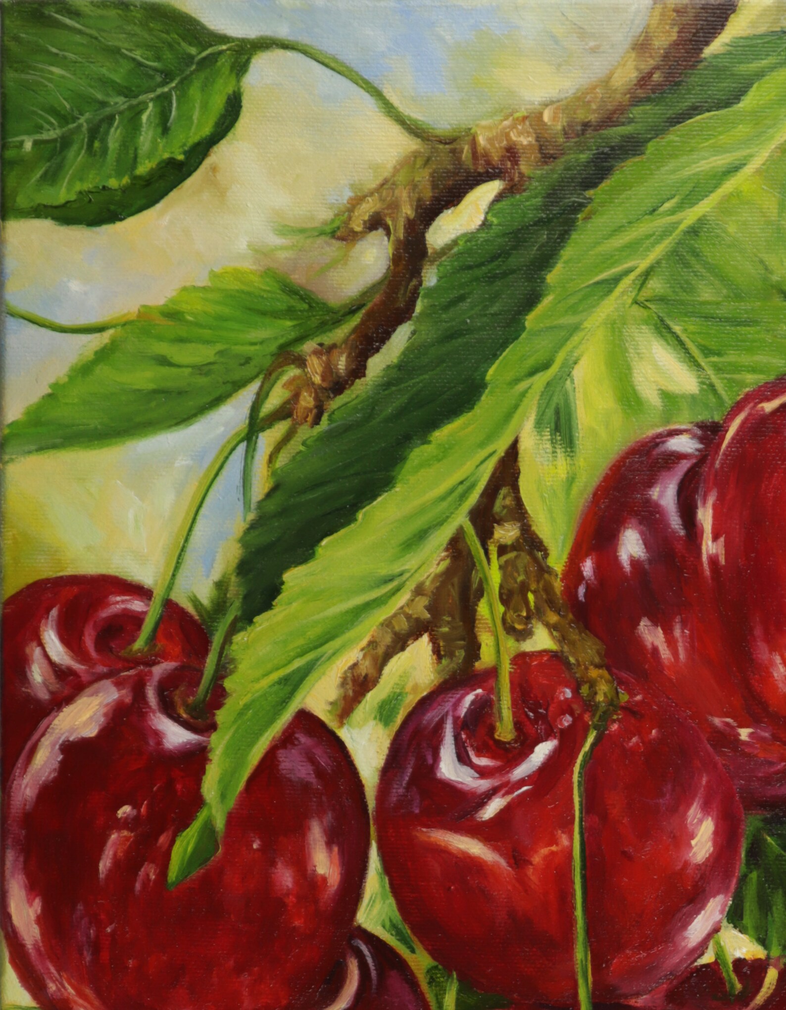 Original Cherry Oil Painting on Canvas: Realism Fruit Art - Etsy