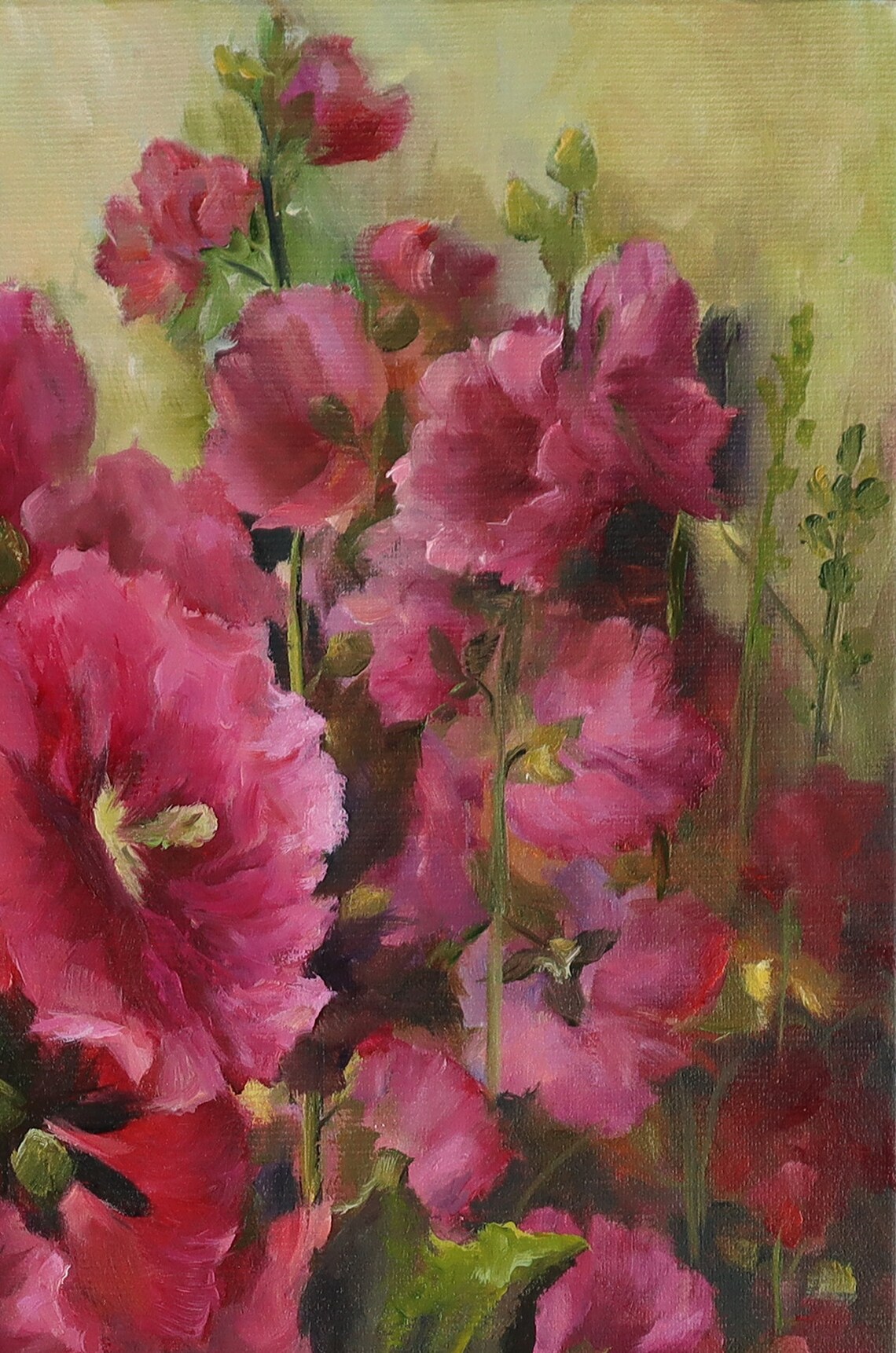 Original Mallow Oil Painting on Canvas: Floral Still Life Artwork - Etsy
