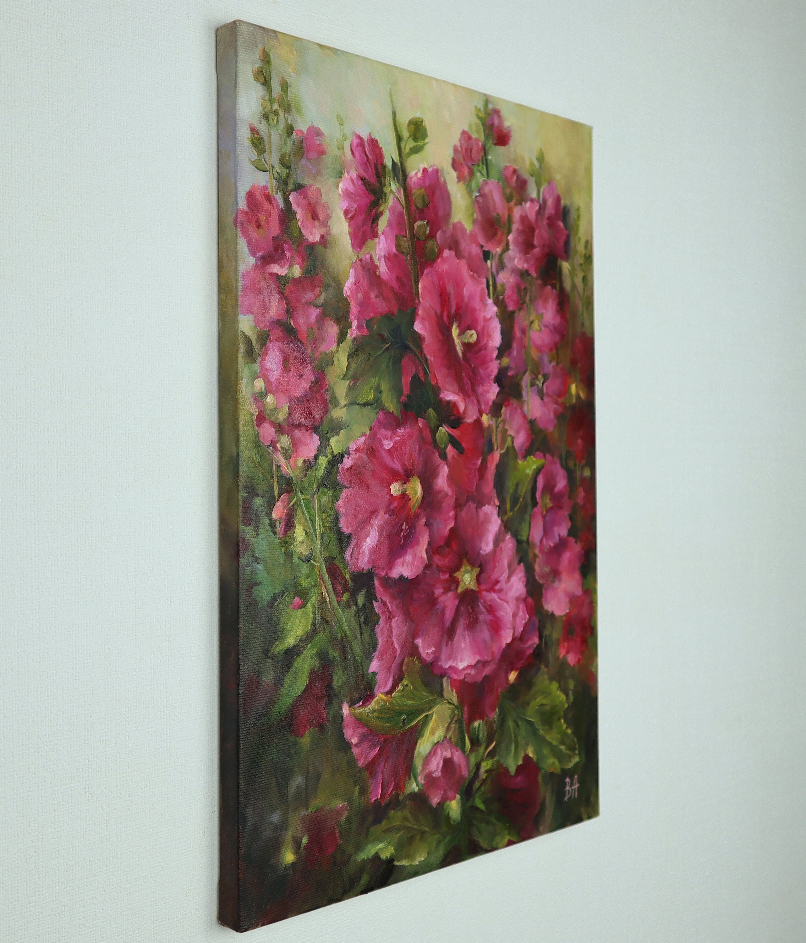Flower Oil Painting on Canvas Mallow Painting Wildflowers - Etsy