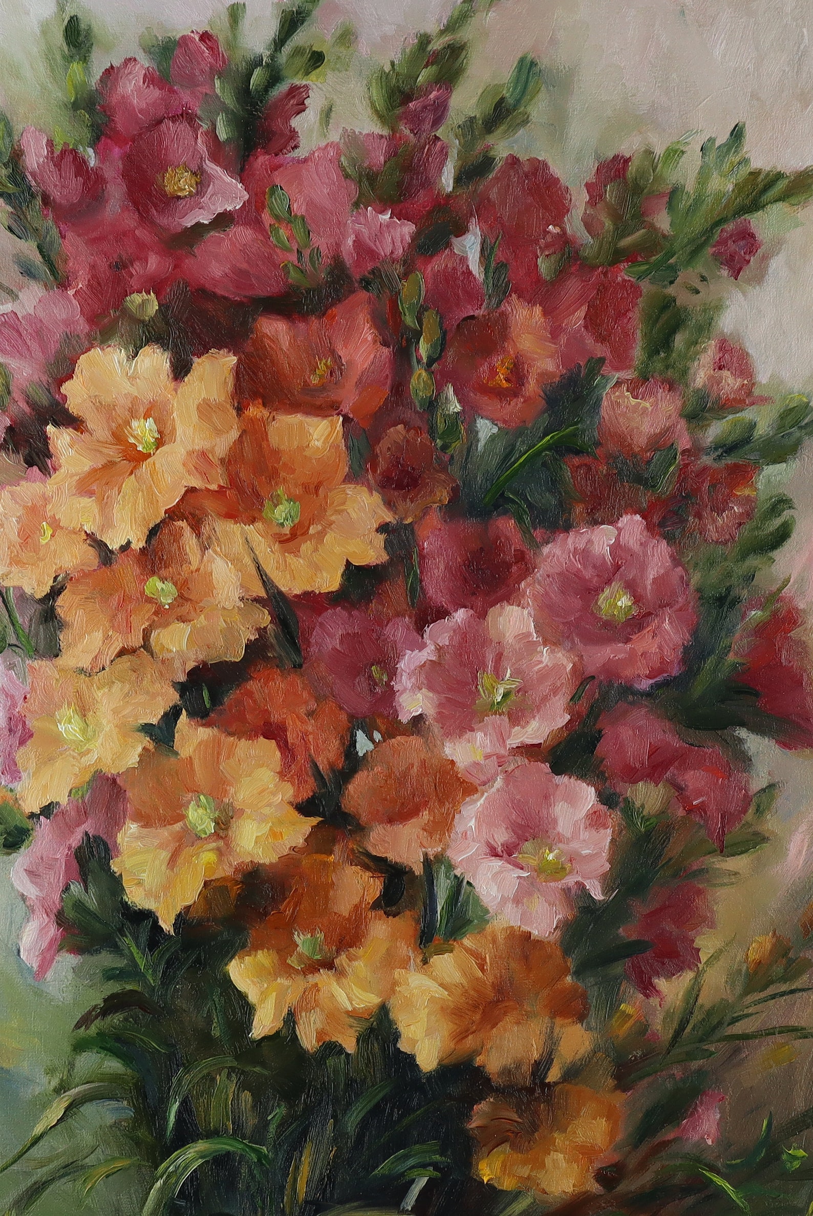 Interior Oil Painting on Canvas Flower Painting Mallow - Etsy