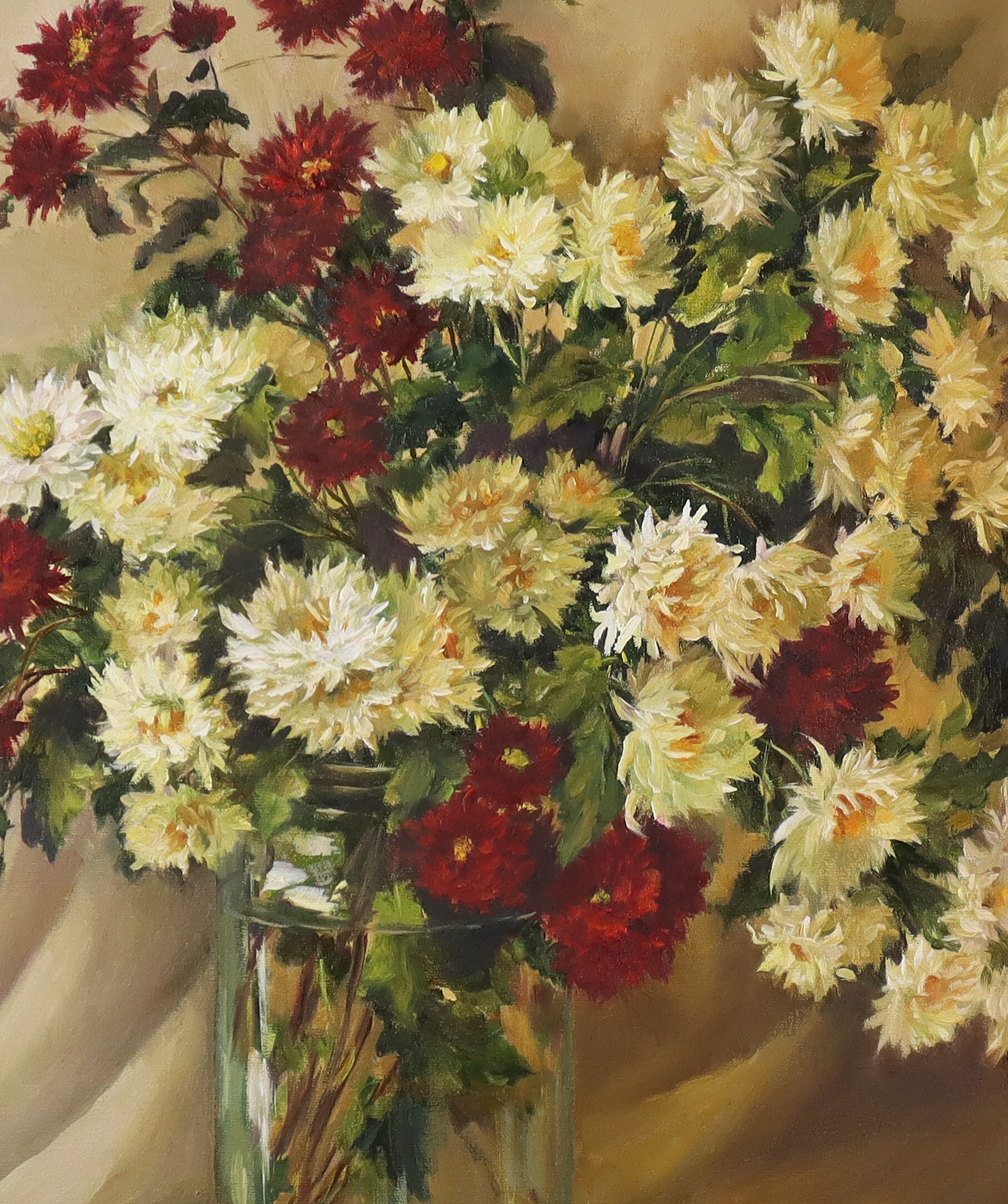 Large Flower Oil Painting on Canvas, Wildflowers Painting, Asters ...