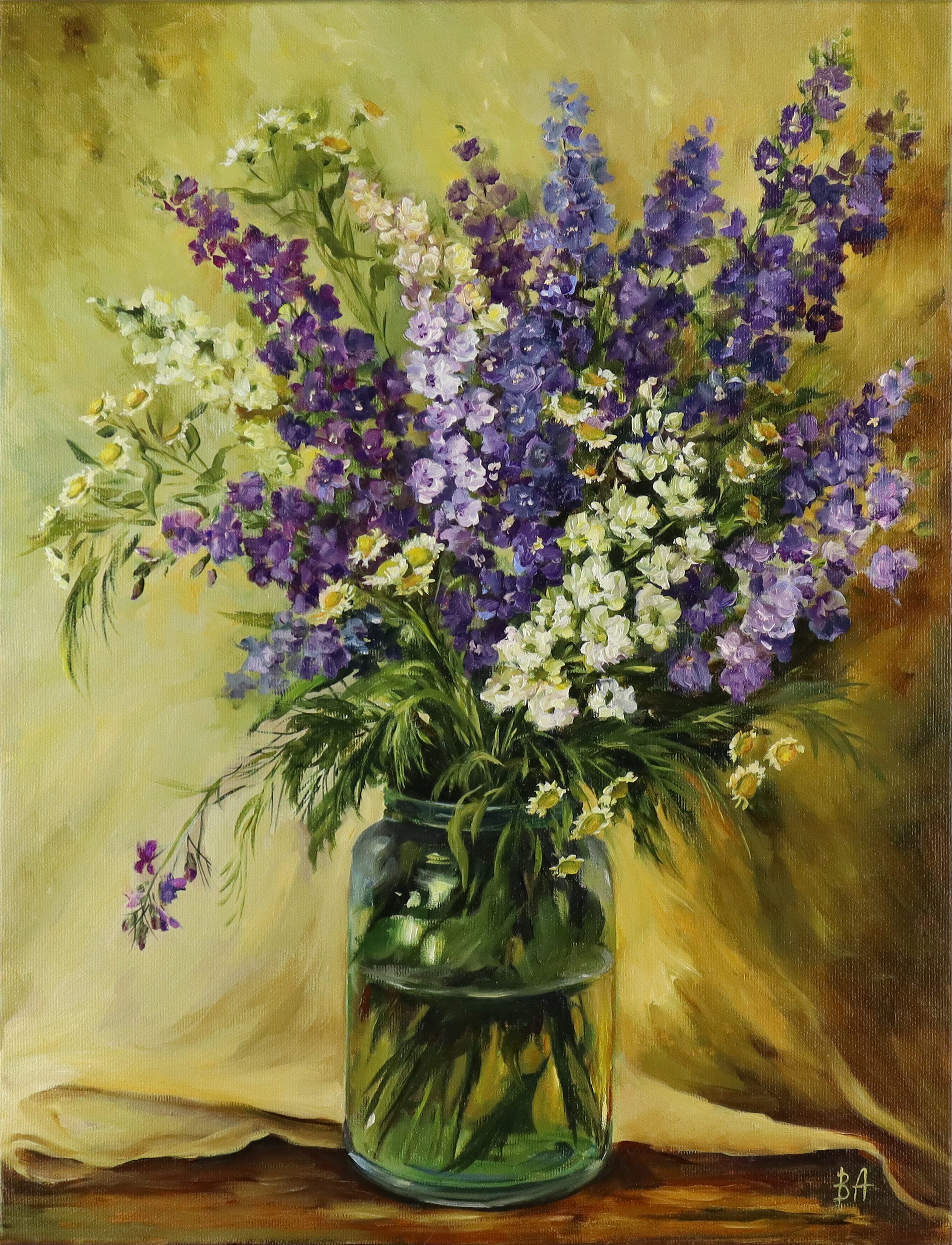 Flower Oil Painting on Canvas, Flowers in Vase Painting, Wildflowers ...