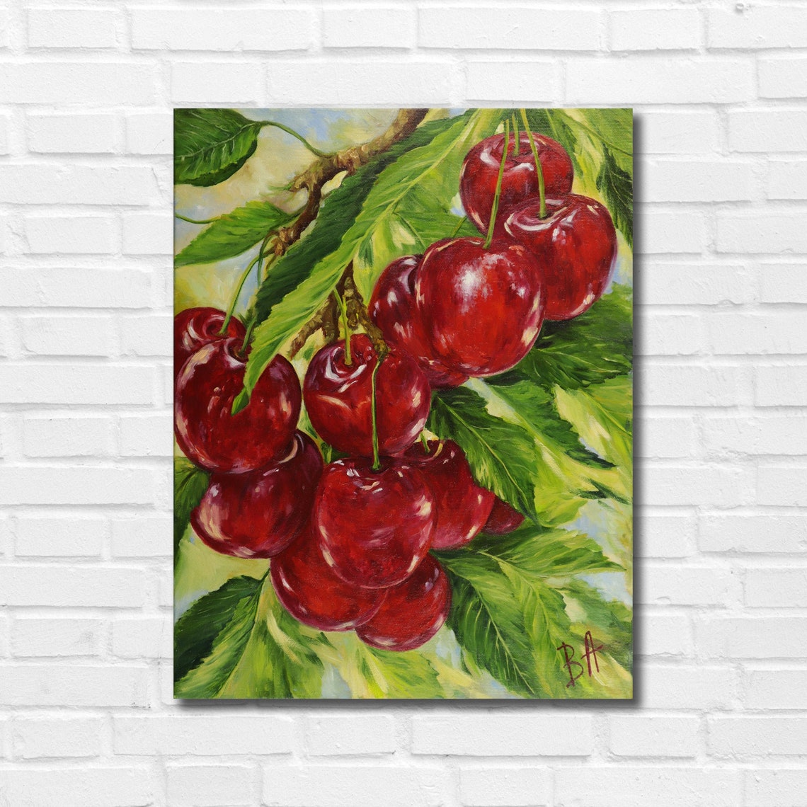 Original Cherry Oil Painting on Canvas: Realism Fruit Art - Etsy