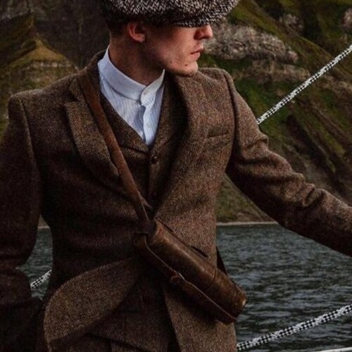 Brown 17 Num 3 Piece Tweed Suit Men Wedding Suit Groom Brown Etsy