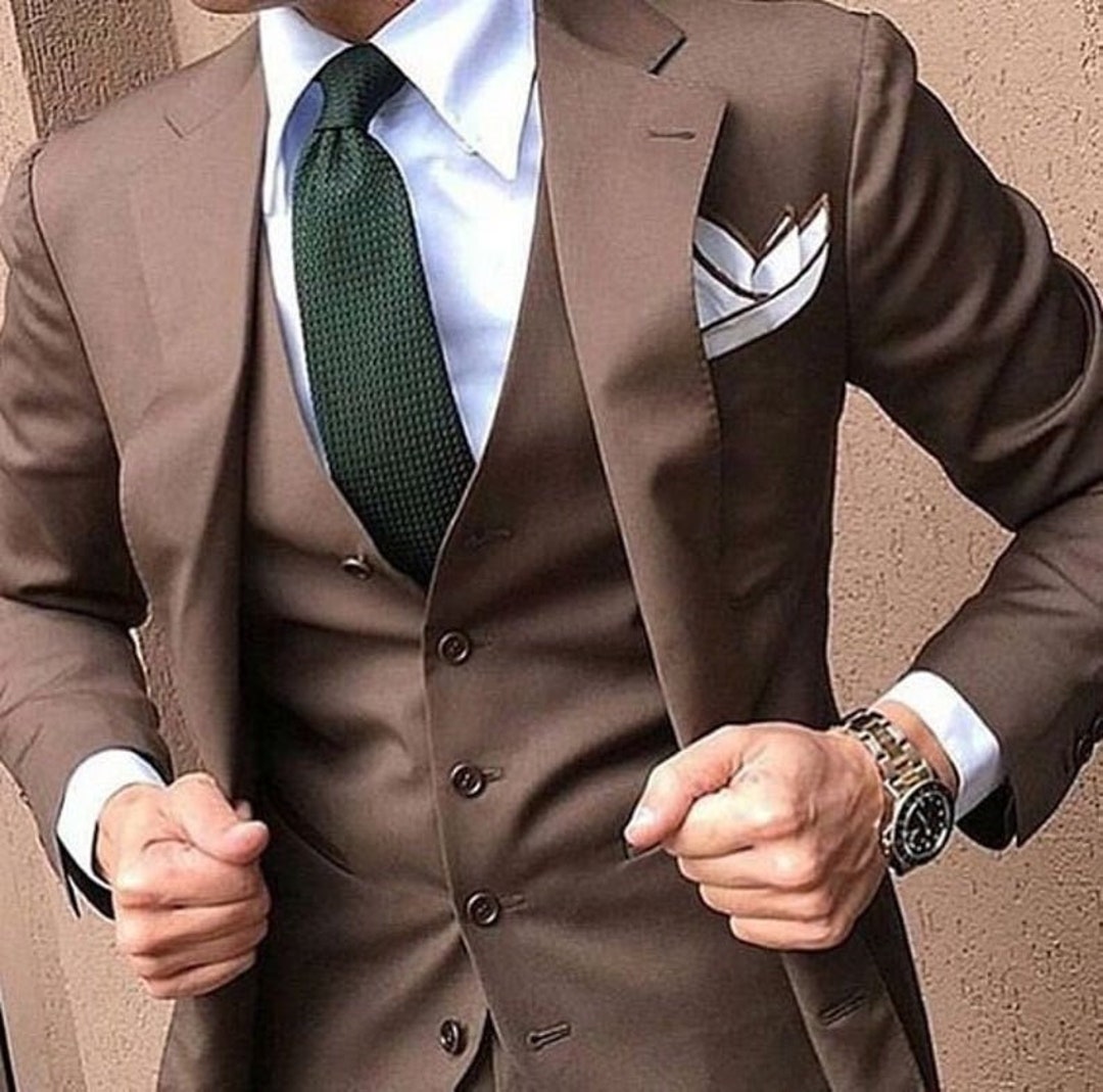 Man Brown 3 Piece Suit-wedding Suit for Groom & - Etsy