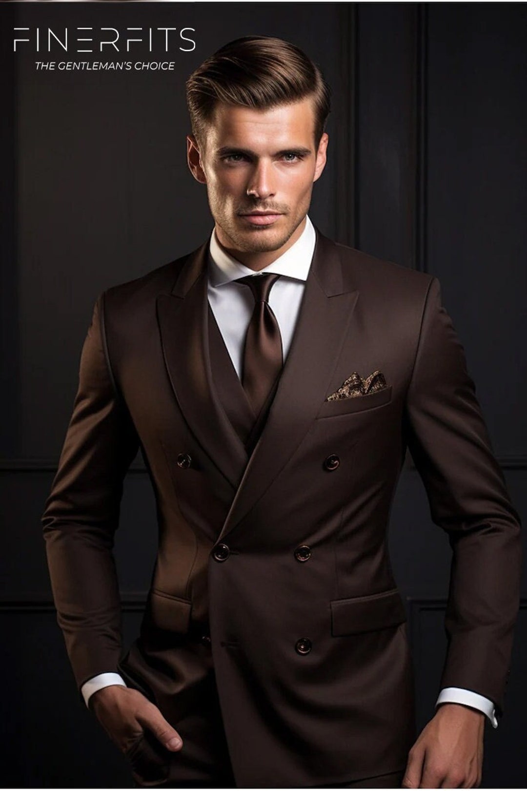 Brown Double Breasted Suit Premium Men's Wedding Suit - Etsy