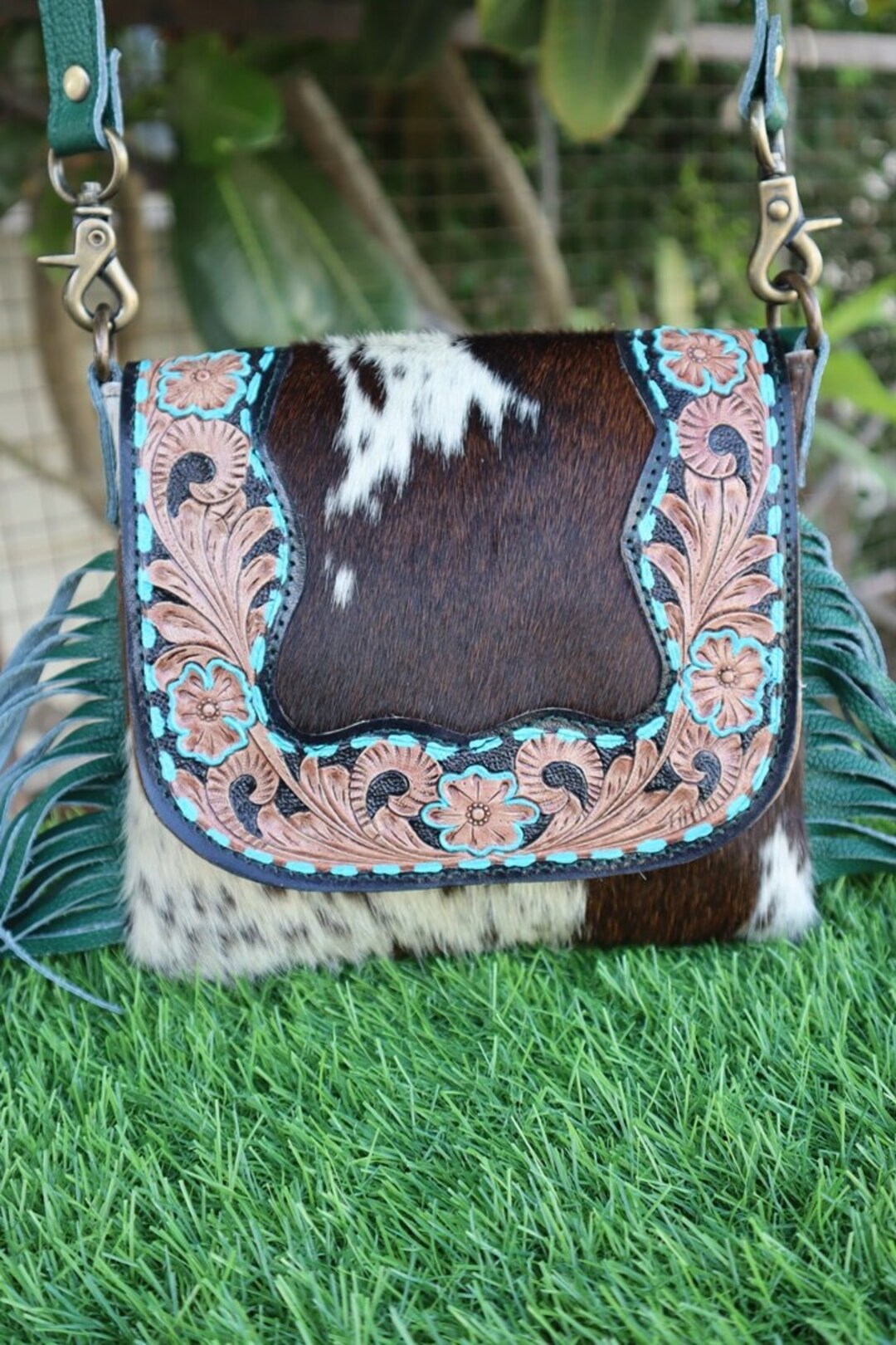 Western Leather Purse, Western Crossbody Purse, Cowhide Hair on Purse ...