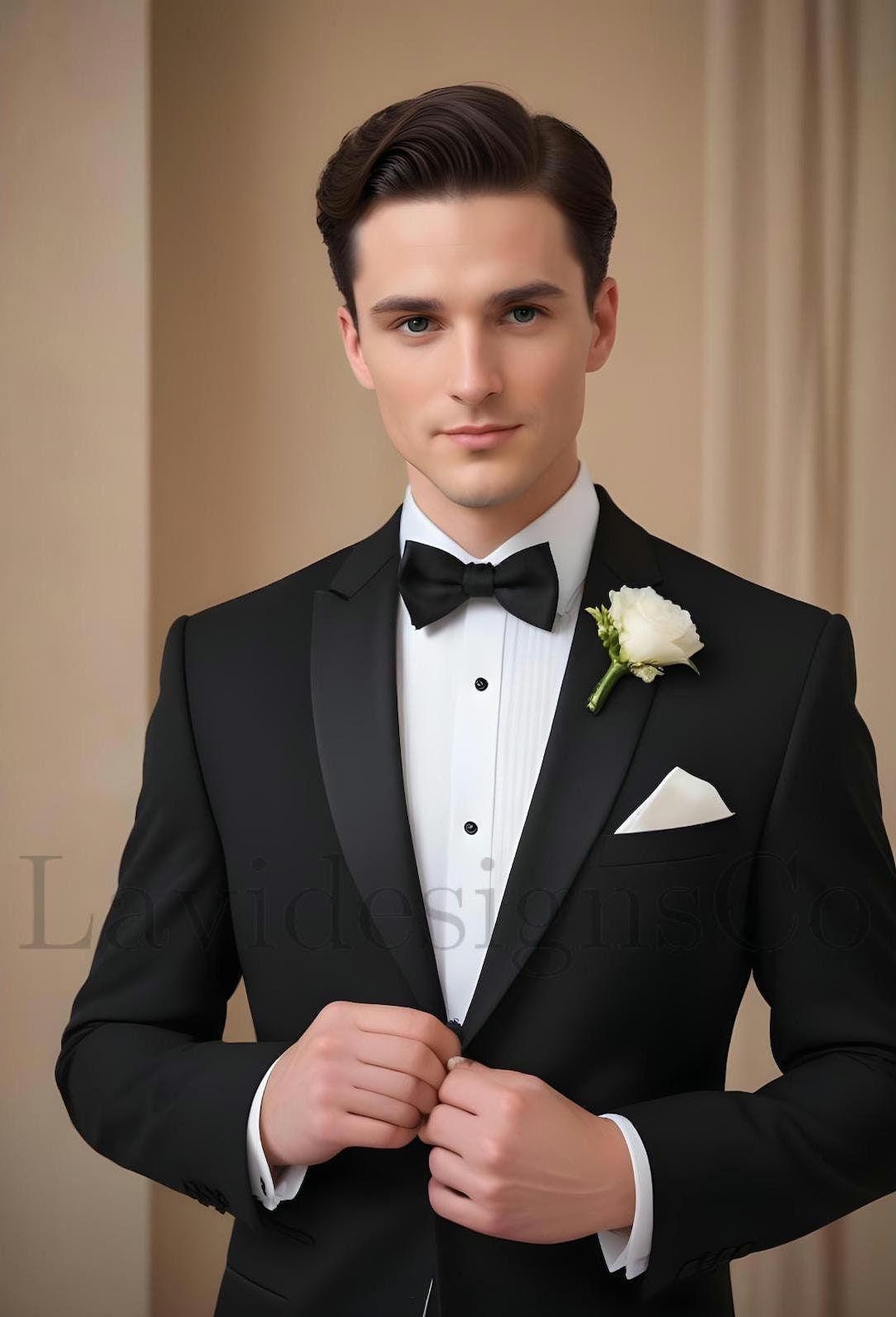 Classic Elegant Black Tuxedo for Men Custom Tailored Men's Wedding Suit ...