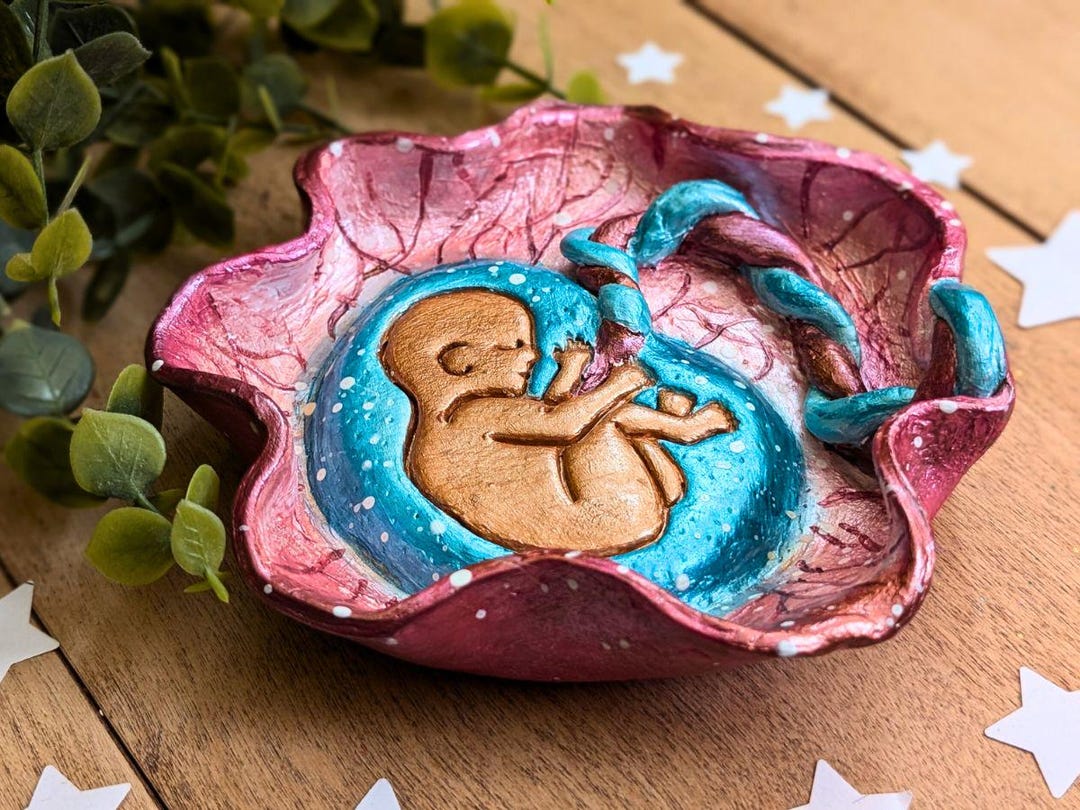 Baby in Placenta Clay Dish | Perfectly-imperfect Pregnancy Sculpture | Air Dry Clay Placenta Art ...
