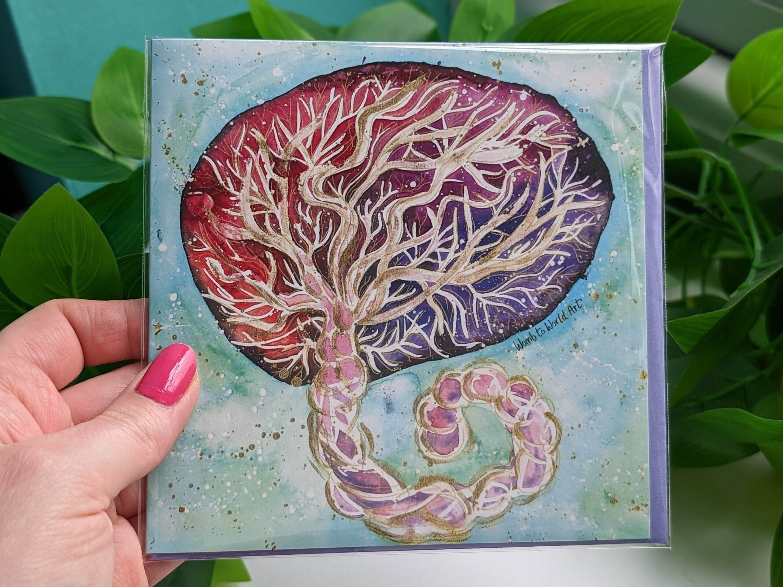 Painted Placenta Art Midwife Card Homebirth Doula Student Midwife