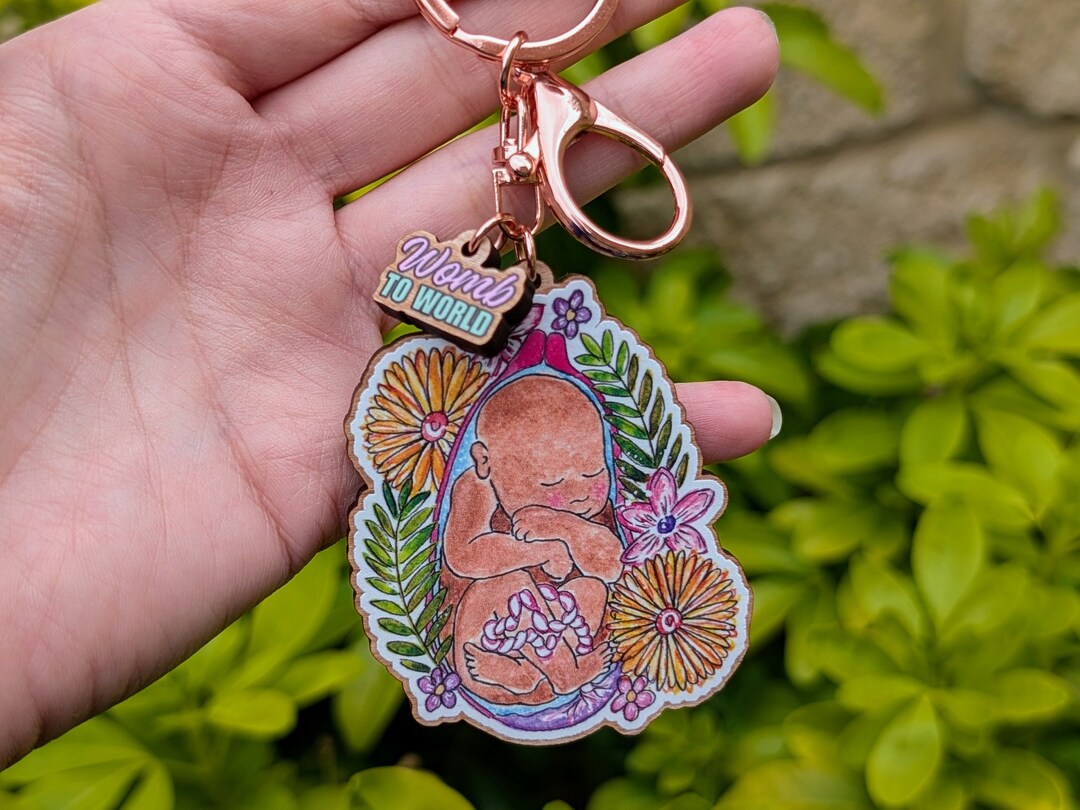 Baby in the Womb Art Midwife Keyring | Doula Gift Idea | Pregnancy ...
