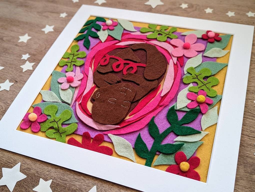 Baby Womb Art Felt Collage Pregnancy Art Fetus Textile - Etsy
