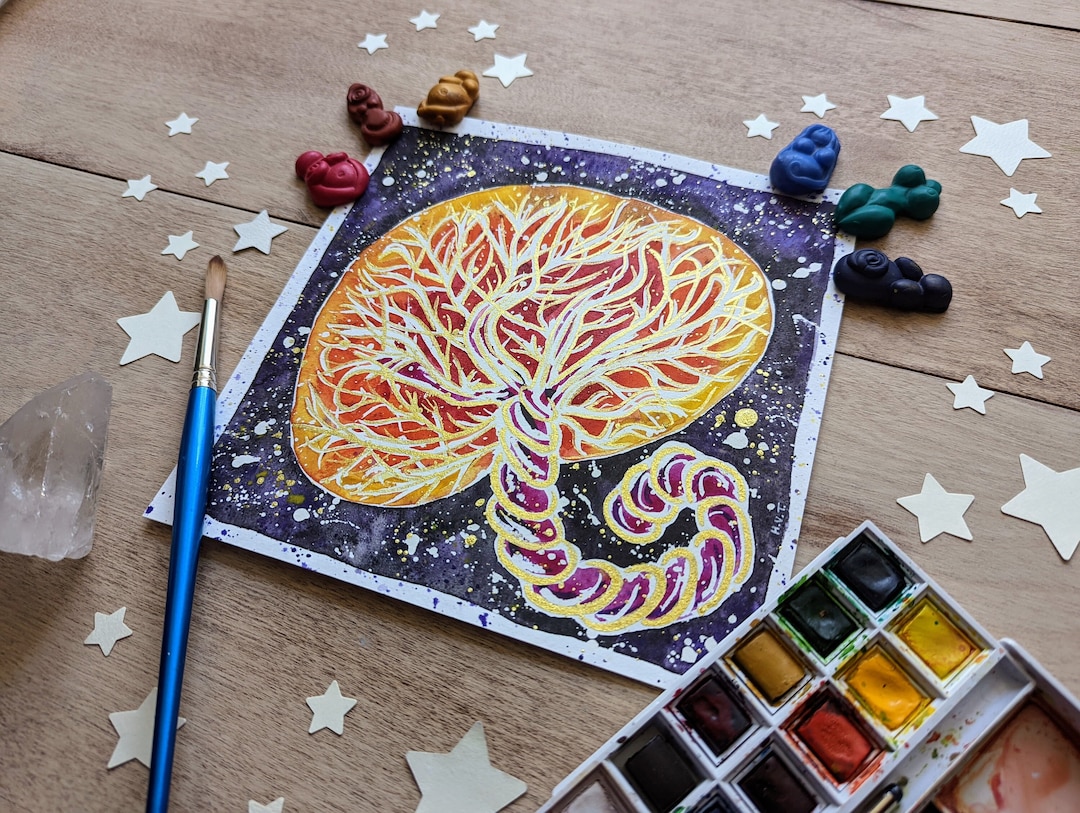 Cosmic Placenta Art Original Womb Watercolour Painting: 8" Picture for ...
