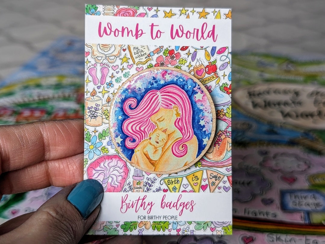 Mother and Baby Badge | OB Wooden Pin Badge | New Mother Gift ...