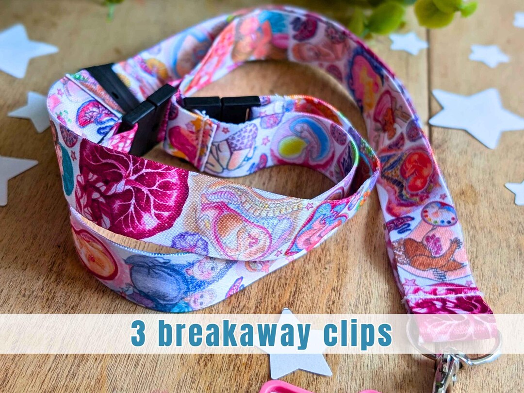 Lanyard 3 Safety Breakaway Clips | Triple Safety Clips Midwife Lanyard ...