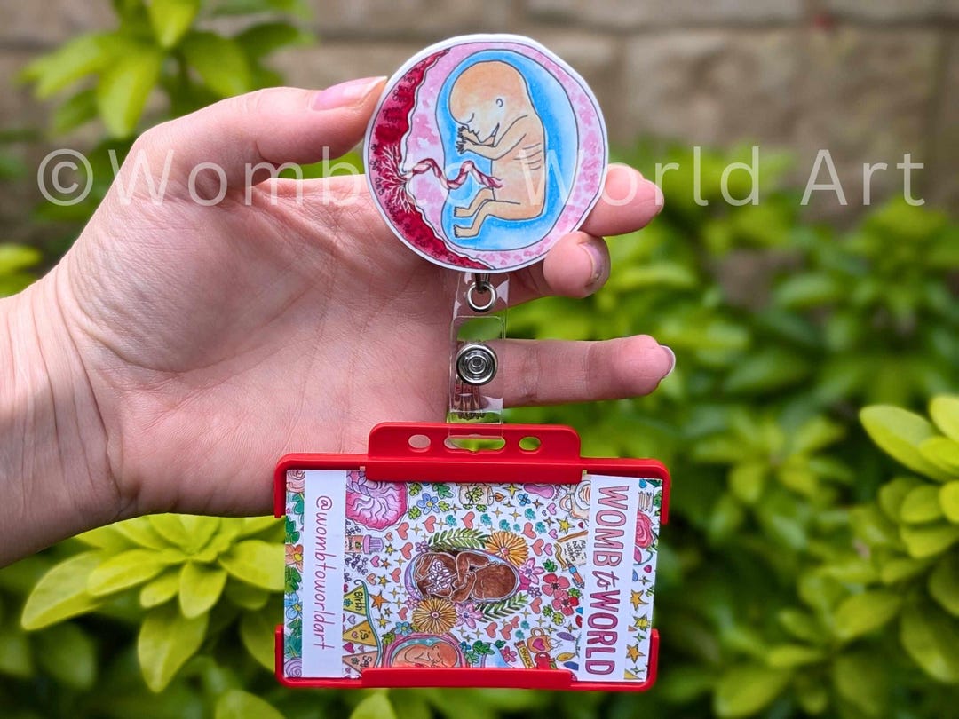 Midwife Badge Reel: Watercolour Baby Art, Maternity ID Card Holder ...