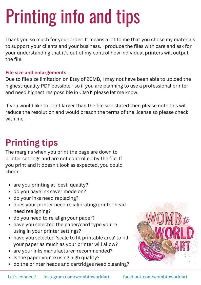 Illustrated Visual Birth Plan Template: Watercolour Doula Handouts for ...