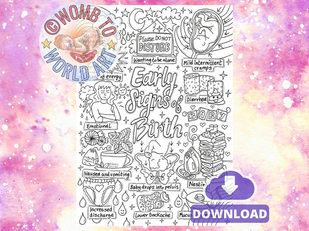 Early Signs of Labour Colouring Poster: Doula Handouts (PDF Download ...