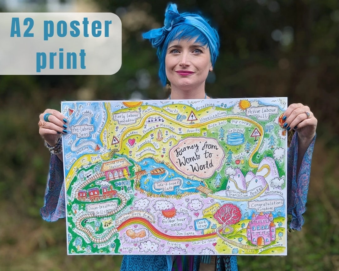 A2 Stages of Birth Journey Labour Map Poster Antenatal Education Doula ...
