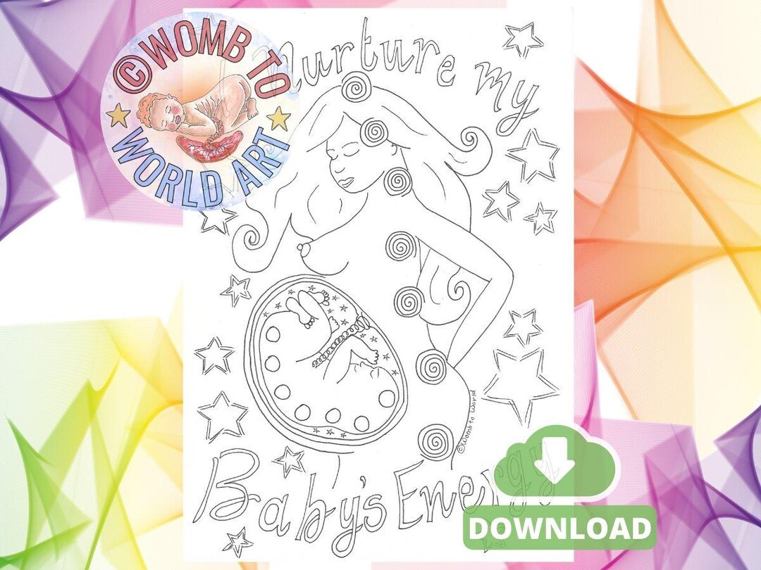 Chakras in the Womb Pregnancy Affirmation Colouring Page | Birthworker ...