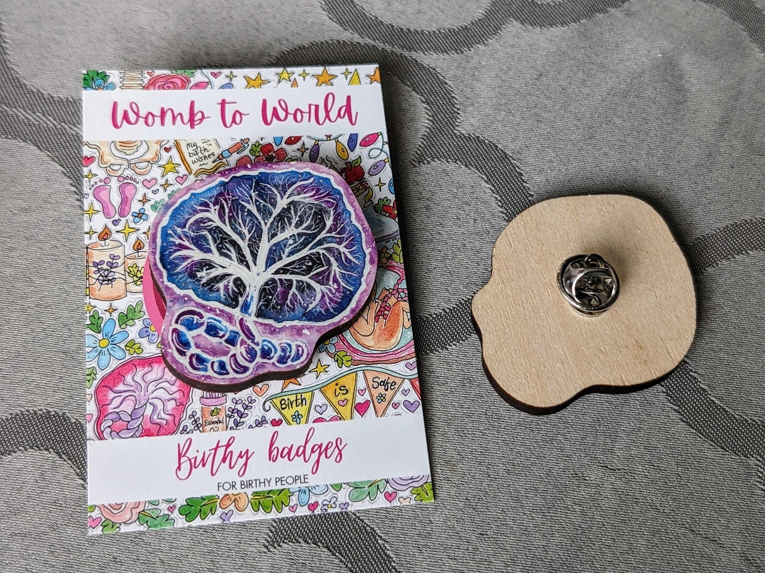 Placenta Badge | Wooden Pin Badge | Postnatal Doula Gift | Pregnancy ...
