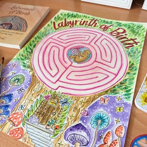 Labyrinth of Birth A3 Watercolour Painting | Childbirth | Doula | Labor ...