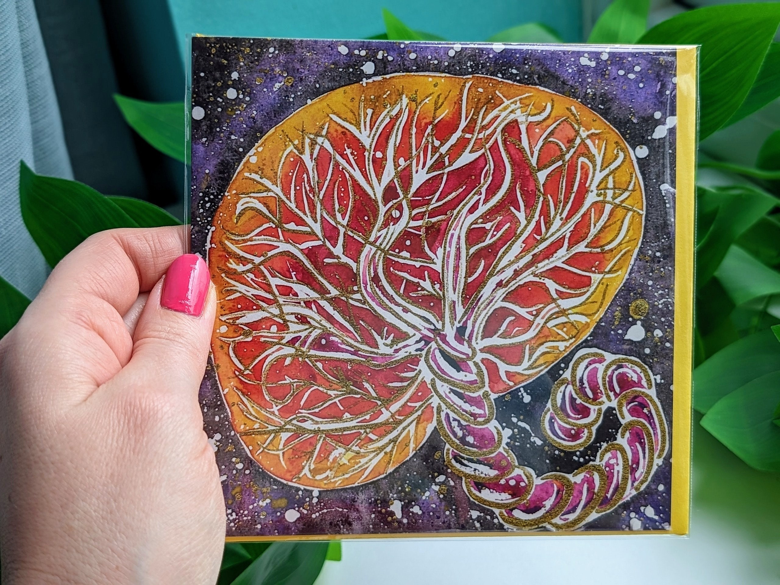Watercolour Placenta Art Midwife Card Homebirth Doula Student