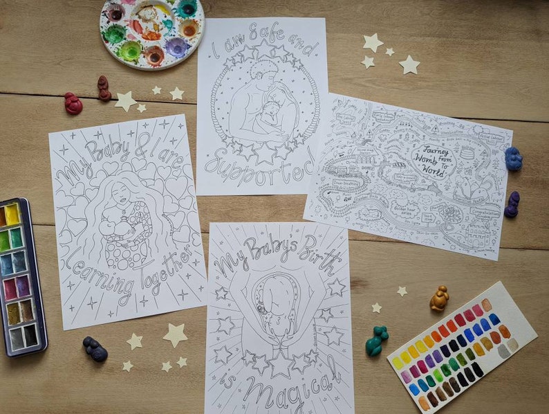 Pregnancy Journey Colouring 16 Posters Download | Positive Birth ...