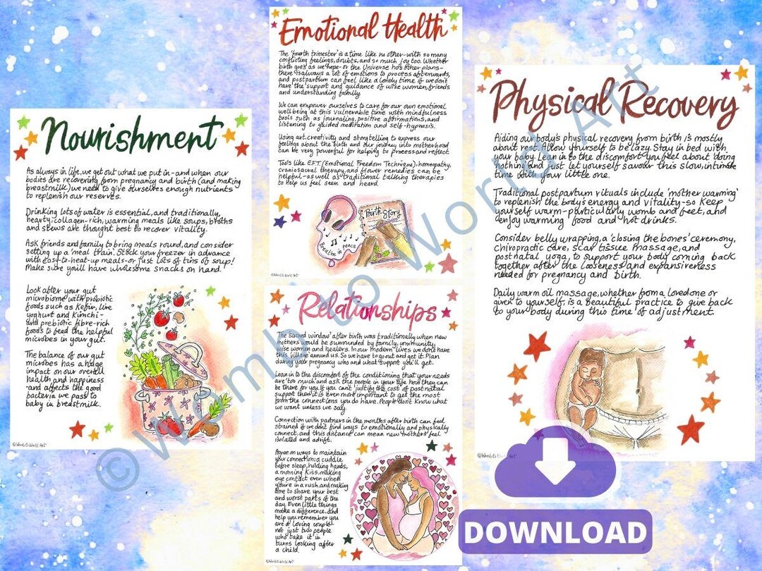 Holistic Postpartum Plan PDF Handouts | Download Doula Materials ...