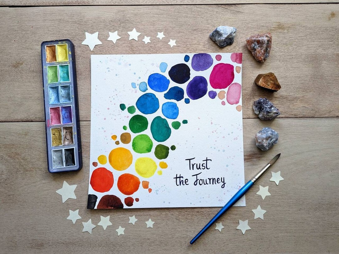 Trust the Journey Rainbow Affirmation Watercolour Painting Spiritual ...