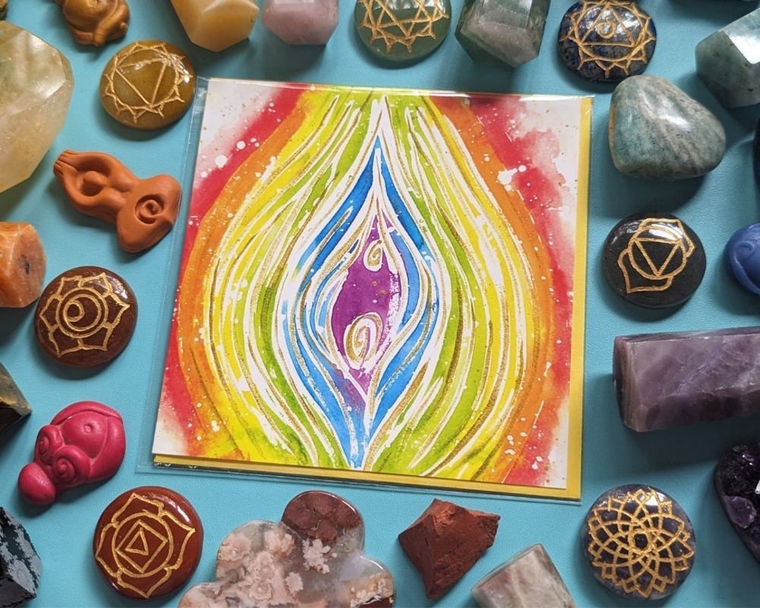 Rainbow Yoni Art Spiritual Pregnancy Greetings Cards | Spiritual Birth ...