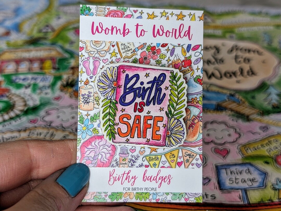 Birth is Safe Badge | Doula Gift | Pregnancy Affirmations | Midwife Pin ...