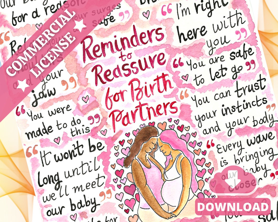 Birth Partner Affirmations Birth Poster PDF Labor Education Handouts ...