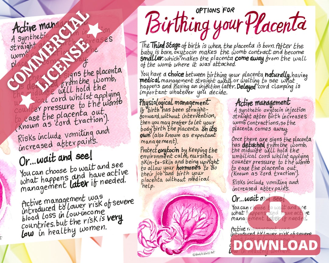 Third Stage Placenta Birth PDF Handouts | Antenatal and Birth Education ...