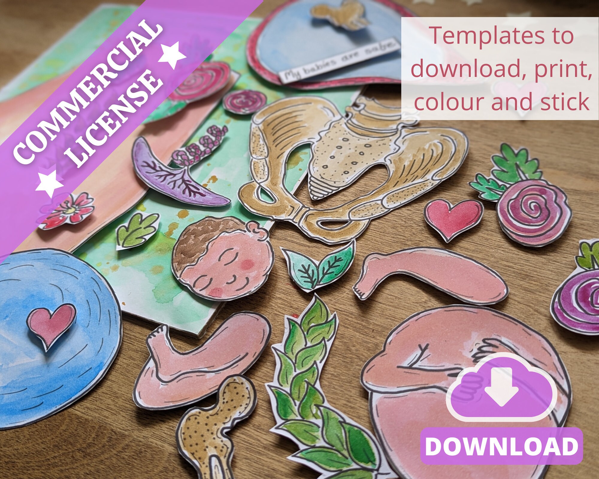 DIY Womb Baby Art Download Kit Pregnancy Anatomy Twins - Etsy Australia