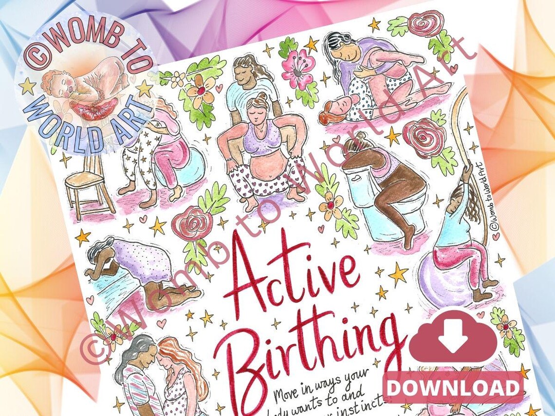 Active Birth Positions Poster: Antenatal Education Handout for Doulas ...