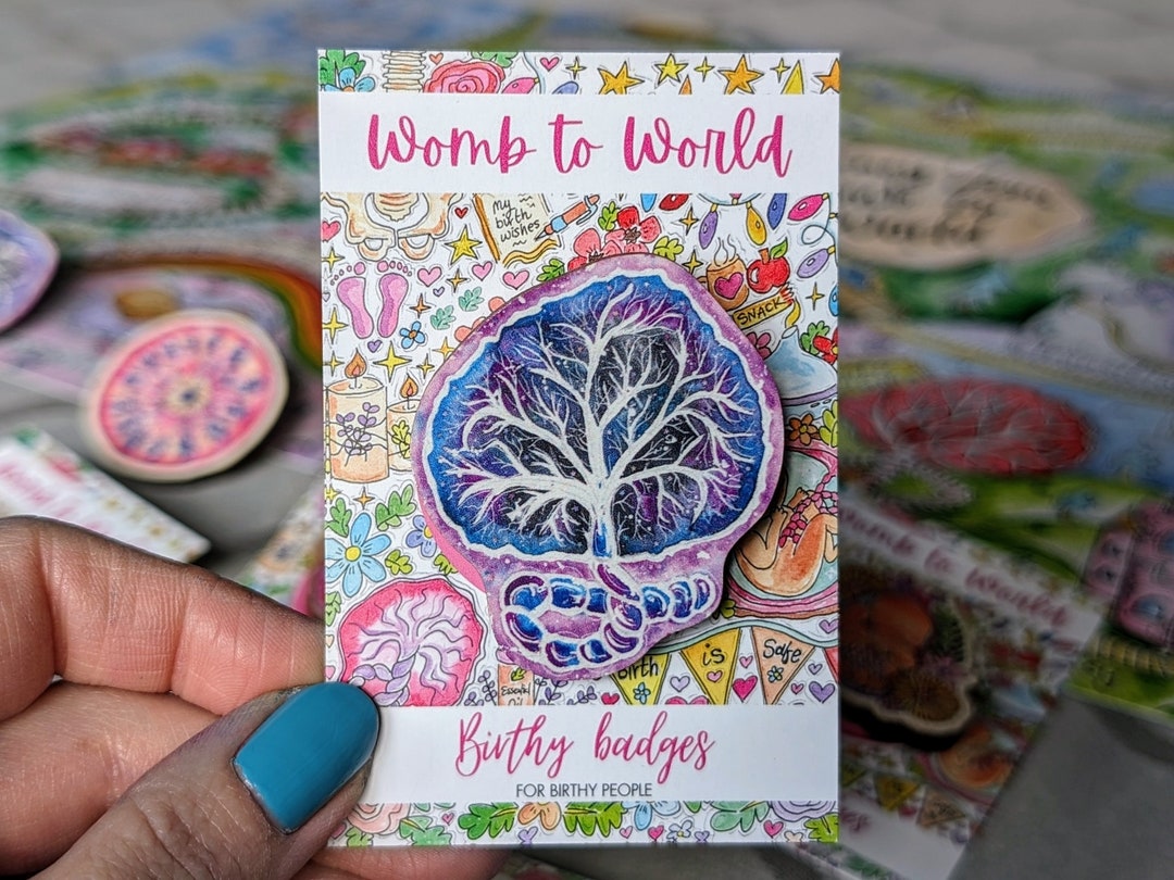 Placenta Badge Wooden Pin Badge Postnatal Doula Gift Pregnancy Pin ...