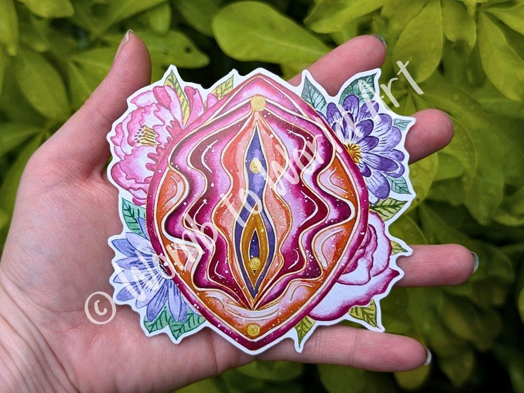 Yoni Art Sticker 10cm Vinyl | Vulva Painting | Midwife Gift | Sacred ...