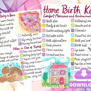 Home Birth Checklist Printouts PDF What to Pack for Homebirth Handout ...