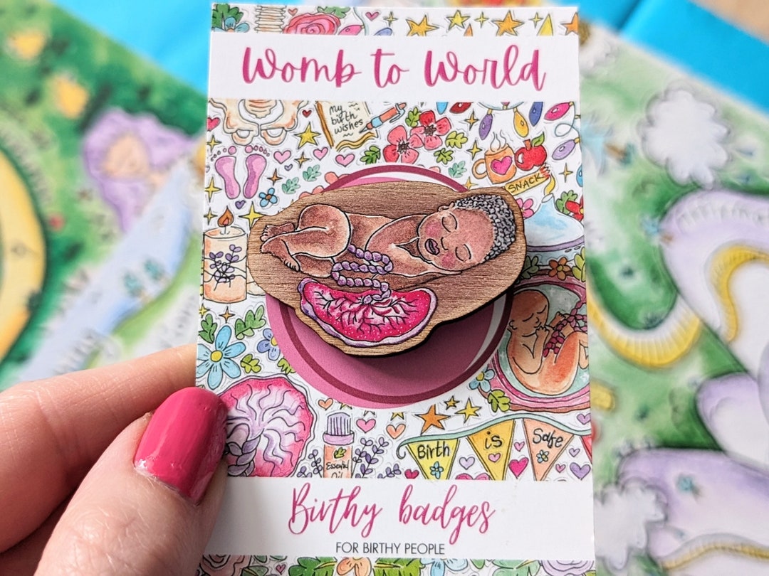 Newborn Baby Pin Badge | Wooden Baby Placenta Badge | Doula Gift ...