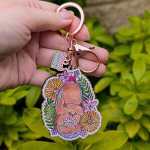 Baby in the Womb Art Midwife Keyring Doula Gift Idea Pregnancy Gifts ...