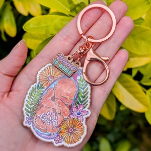 Baby in the Womb Art Midwife Keyring | Doula Gift Idea | Pregnancy ...