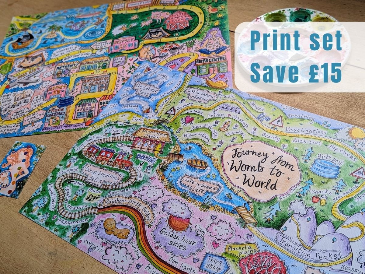 Set of Pregnancy and Birth Map A3 Prints Antenatal Education - Etsy